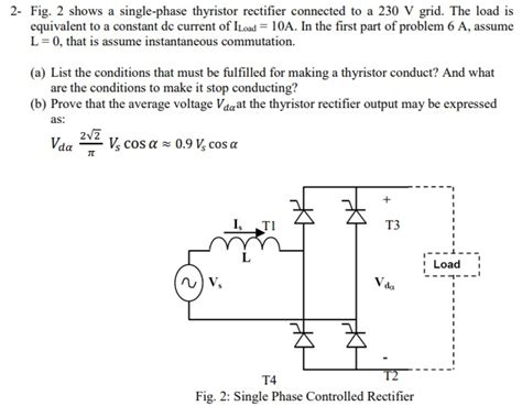 Solved 2 Fig 2 Shows A Single Phase Thyristor Rectifier