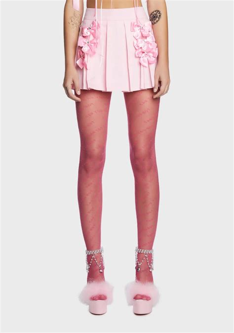 Sugar Thrillz Pleated Mini Skirt With Bow Detailing Pink Dolls Kill