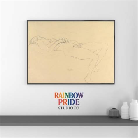 Gustav Klimt Reclining Nude Poster Vintage Nude Wall Art Art