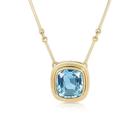 Certified 697 Carat Aquamarine Statement Necklace With 18 Inch Gold