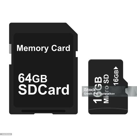 흰색 배경에 고립 된 Sd 및 마이크로 Sd 메모리 카드 벡터 일러스트 레이 션 검은색에 대한 스톡 벡터 아트 및 기타 이미지