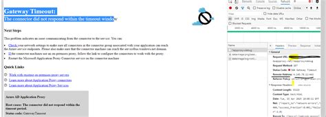 microsoft rds with azure application proxy error gateway timeout