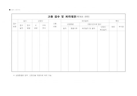 고충 접수 및 처리대장제76조 관련3