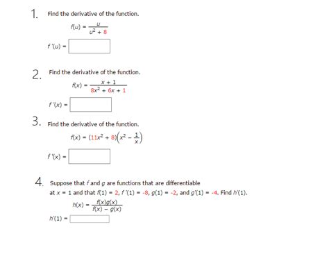 solved find the derivative of the function f u u u 2 8