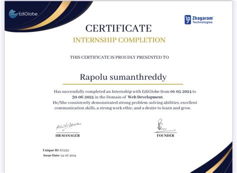 rapolu sumanth reddy on linkedin webdevelopment internship ediglobe