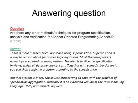 Session 9 Crosscutting Techniques In Program Specification And Analysis Mark Stobbe October 8