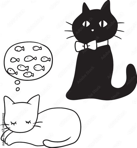 Cat Cartoon Doodle Kawaii Anime Coloring Page Cute Illustration Drawing Clip Art Character Chibi