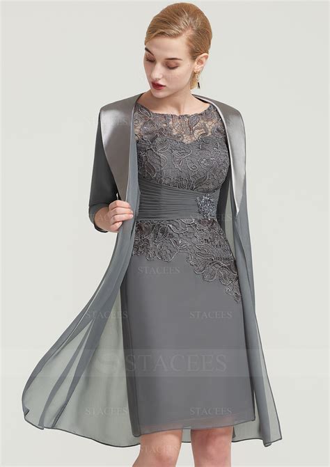 Half Sleeve Knee Length Chiffon Jacket Jackets And Wraps S18054j At