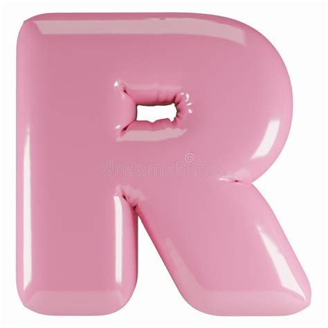 Inflated Glossy Pink Letter R Uppercase Illustration 3d Render Of Latex Bubble Font With Glint