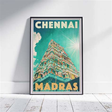 Chennai Print Madras India Travel Poster Of Tamil Nadu Limited 300