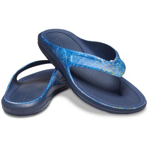 Crocs Mens Swiftwater Mossy Oak Coastal Wave Flip Flops Academy