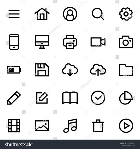 Set Icons Simple Flat Style Ui Stock Vector Royalty Free Shutterstock