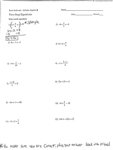Two Step Equation Practice