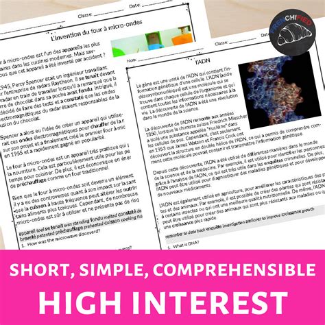 Short French Reading Passages Scientific Discoveries Made By Teachers