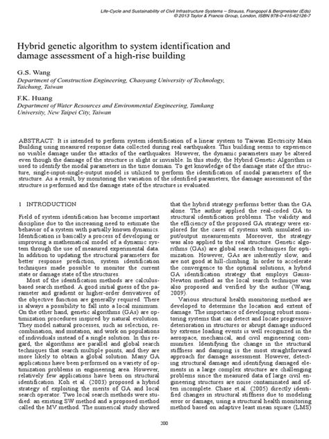 2012 Hybrid Genetic Algorithm To System Identification And Damage