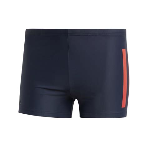 Adidas Bold 3 Stripe Boxer Swim Shorts Inkscarlet
