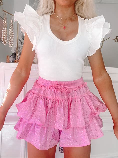 Flirtatious Pink Rhinestone Ruffle Skirt Sassy Shortcake