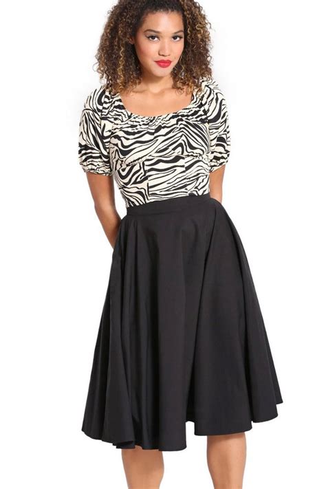 Hell Bunny A Linien Rock Abi 50s Skirt Schwarz Vintage Retro Swingrock
