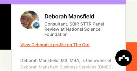 Deborah Mansfield Consultant Sbir Sttr Panel Review At National