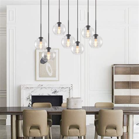 Modern Mid Century 7 Light Linear Cluster Globe Pendant Yiilighting