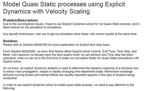 Question Regarding How To Model A Quasi Static Simulation In Explicit