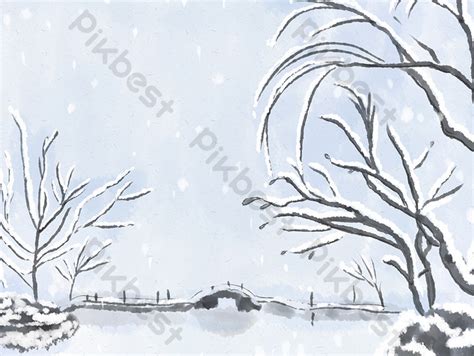 Chinese Style Ink Jiangnan Snow Scene Winter Beginning Background Png