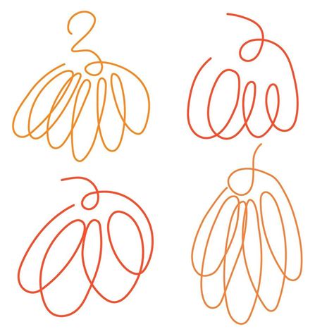 Set Of Linear Illustrations Of Pumpkins Of Different Sizes One Line