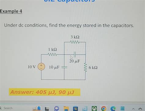 Solved Under Dc Conditions Find The Energy Stored In The Chegg