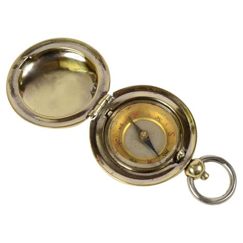 1920s Small Brass Terrestrial English Pocket Compass Antique Scientific