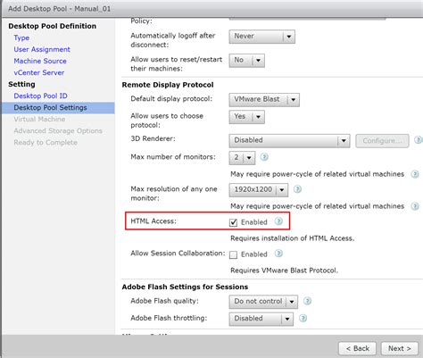 Horizon View How To Create A Manual Desktop Pool Port