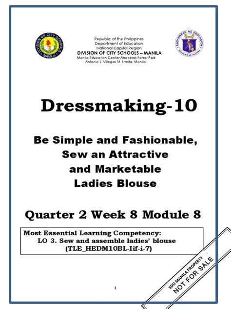 Tle He 10 Q2 W8 Mod8 Dressmaking Pdf