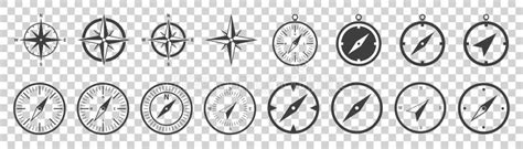 Simple Set Of Compass Icons Set Of Compass Symbols On White Isolate Stock Vector Illustration