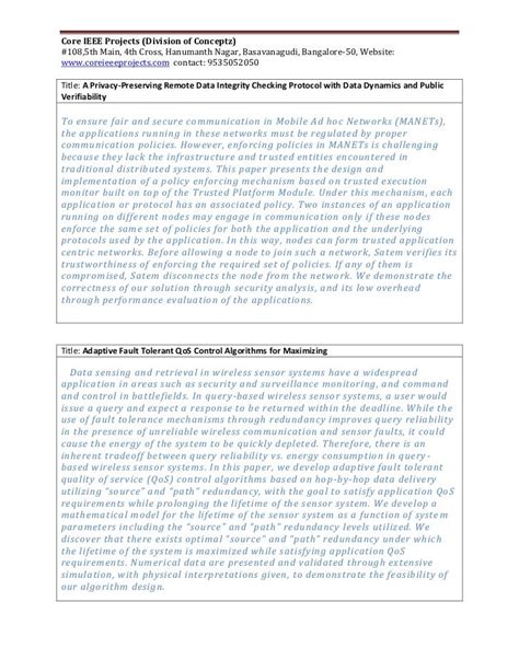 Final Year Projects By Core
