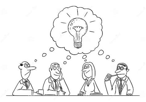 Vetor Comic Cartoon Of Business Team Meeting And Brainstorm Equipe Está