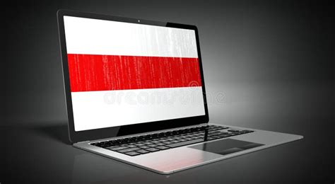 Belarus Country Flag And Binary Code On Laptop Screen Stock