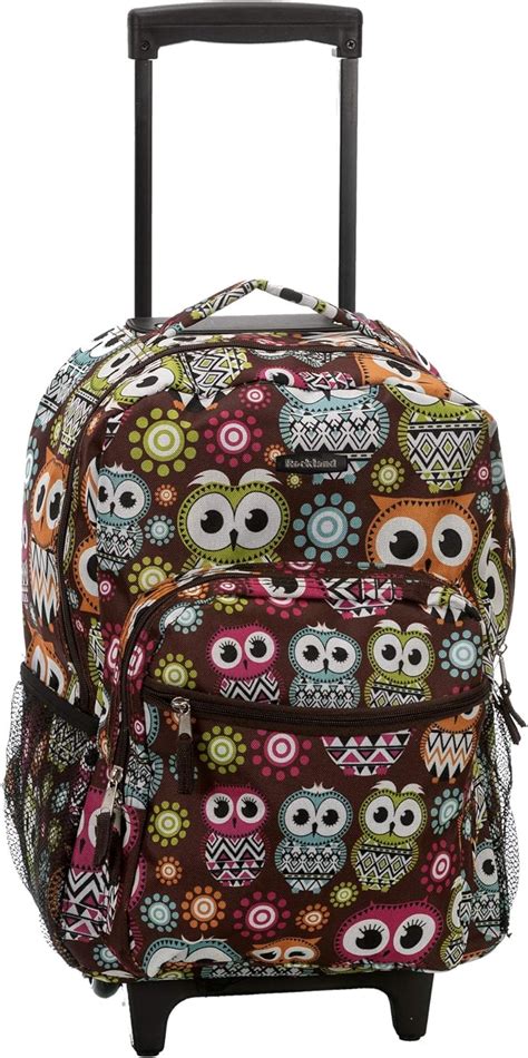 Rockland Double Handle Rolling Backpack Owl 17 Casual