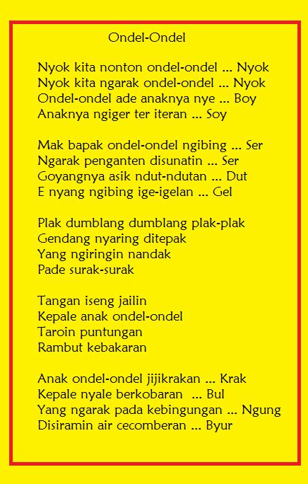 Lirik Lagu Ondel Ondel Kumpulan Lagu Daerah My Xxx Hot Girl