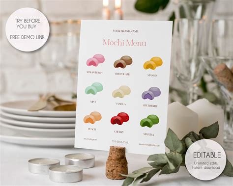Editable Mochi Menu Template Printable Mochi Menu Template Japanese