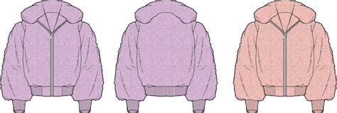 트렌디한 세련된 Boxy Fringed Jacket 데님 전면 및 후면 플랫 스케치 기술 드로잉 벡터 프리미엄 벡터
