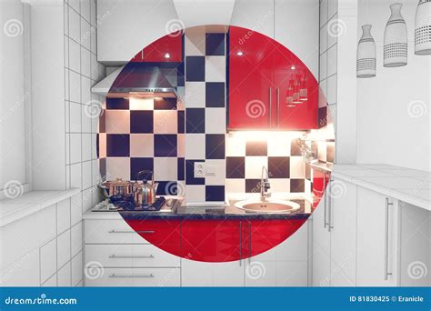 Small Kitchen Interior Half Finished Stock Illustration Illustration
