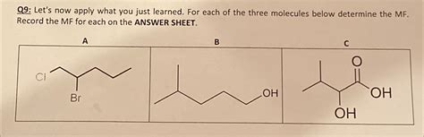 Solved Determine The Molecular Formula For Each Of The 3 Chegg Com