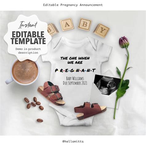 Editable Pregnancy Announcement To Friends DIY Gender Reveal Template