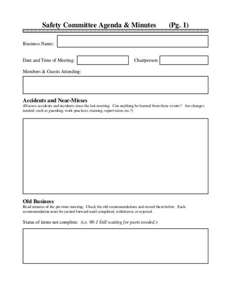 Safety Agenda Template