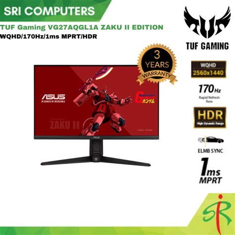Asus Tuf Gaming Vg27aqgl1a Zaku Ii Edition Gaming Monitor Lazada