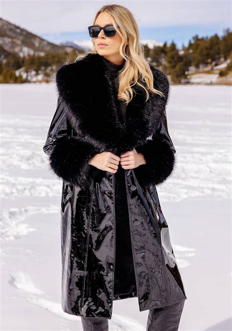 Black Faux Fur Fox Collar Girl Crush Maxi Coat