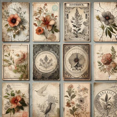 Vintage Flower And Nature Ephemera Vintage Botanical Journaling Cards
