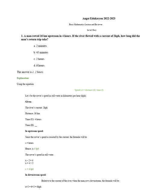 Week 1 Math Pdf Speed Mathematics