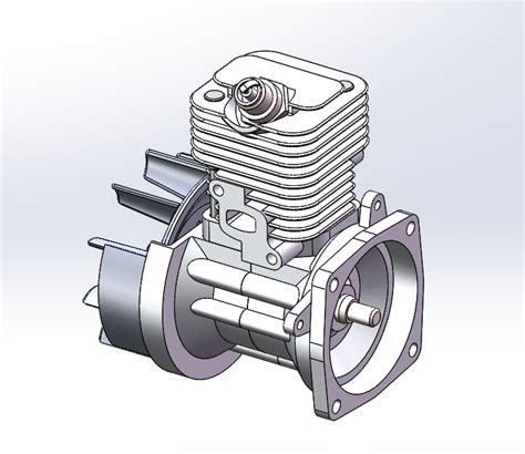 单缸发动机模型 SOLIDWORKS 2020 模型图纸下载 懒石网