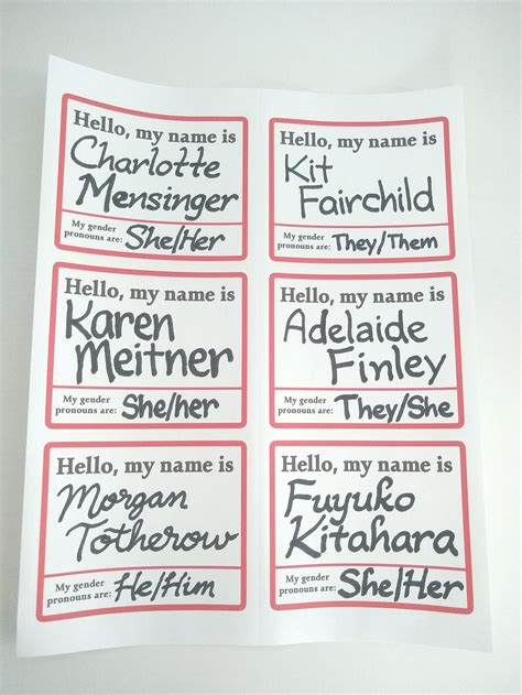 Pronoun Name Tag Stickers Printable Template Download 3 1 3 X 4 Etsy