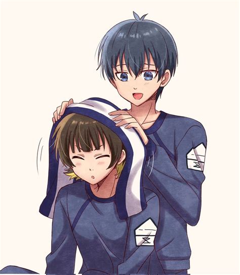 Two Anime Characters One Is Holding The Others Head And Another Has